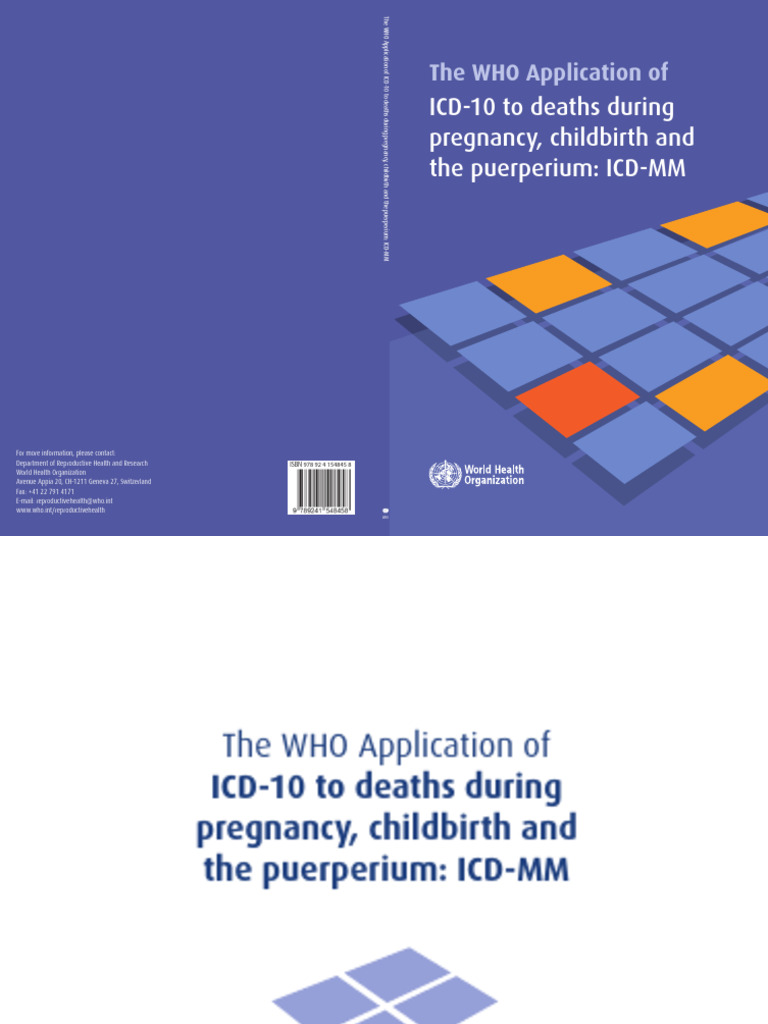 The WHO Application of ICD 10 To Deaths During Pregnancy Childbirth and ...