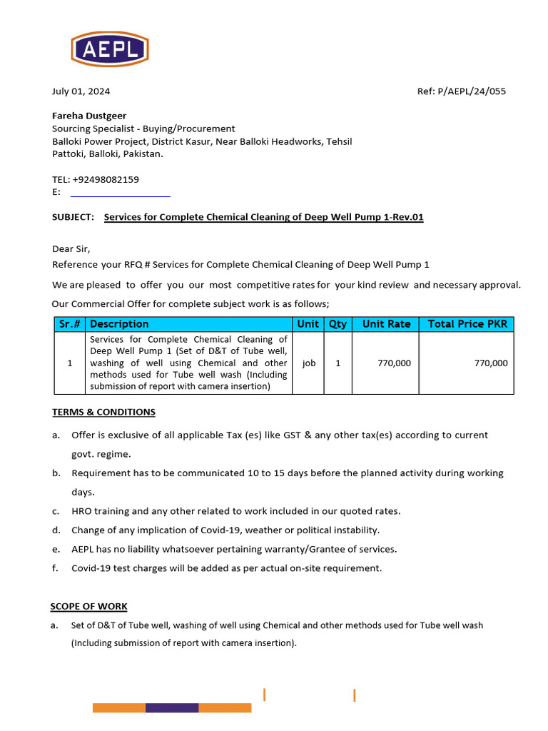 Quotation Rev.01 | PDF | Pump