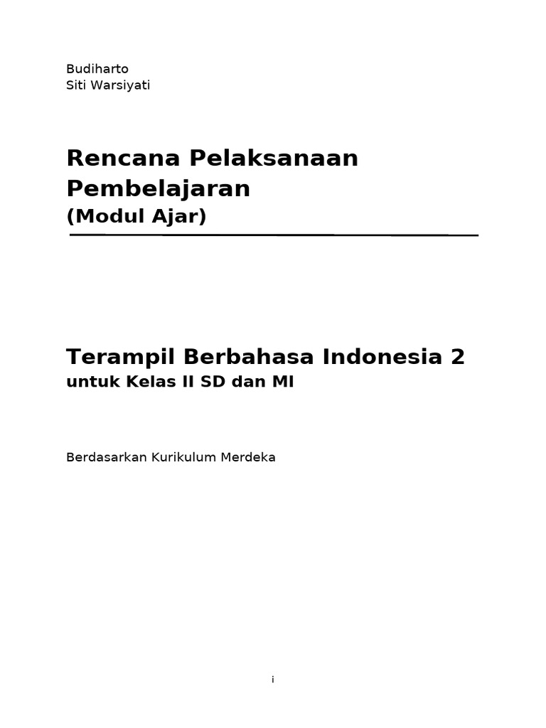 MODUL AJAR BAHASA INDONESIA KELAS II | PDF