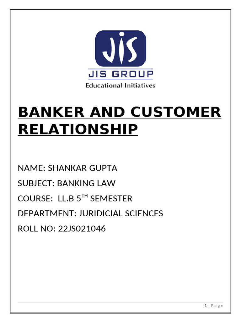 Banker and Customer Relationship | PDF | Banks | Lease