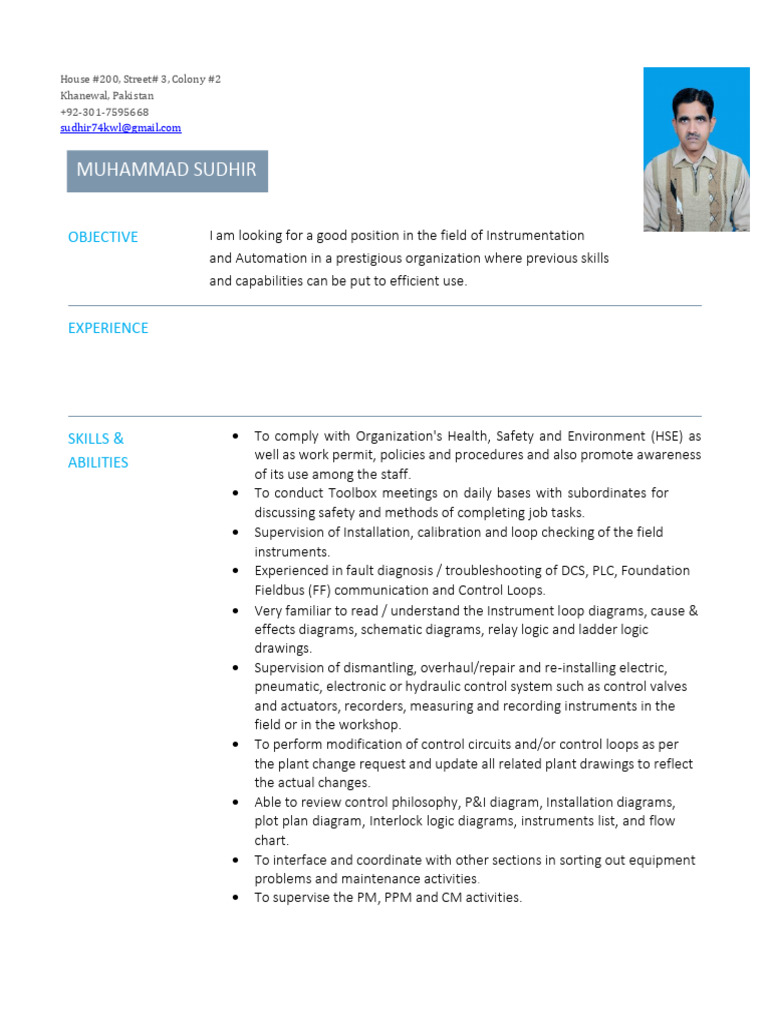 Cv Sudhir P | PDF | Instrumentation | Flow Measurement