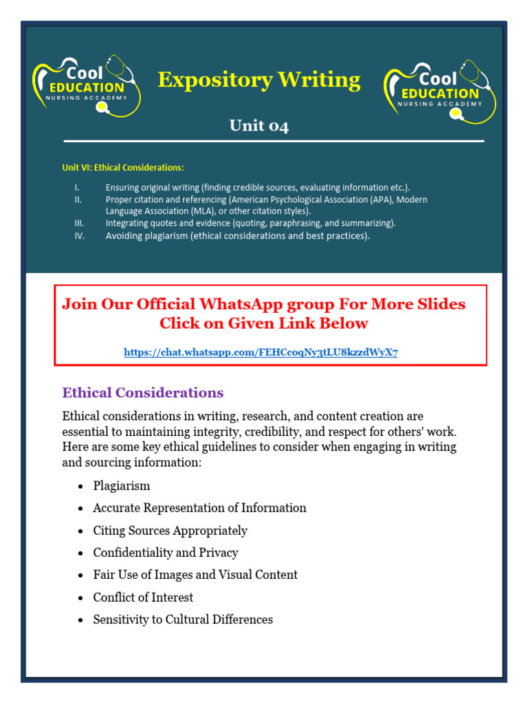 Expository Writing Unit 06 | PDF | Plagiarism | Citation