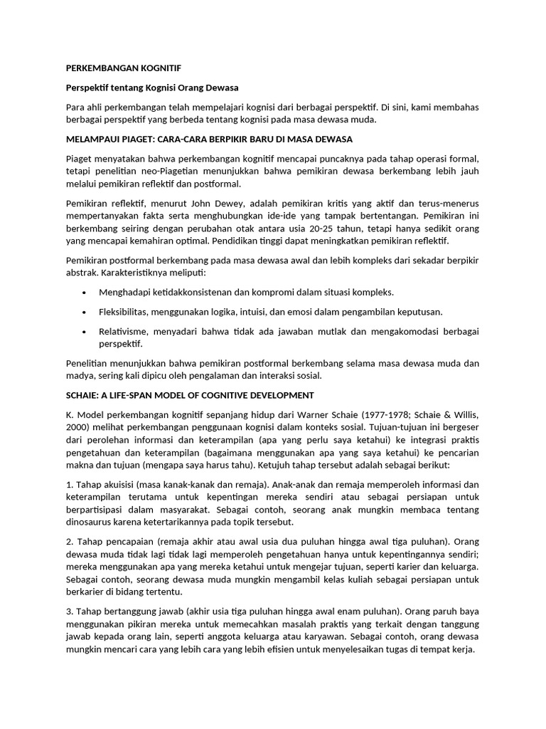 ringkasan psi perkembangan dewasa dan geront | PDF