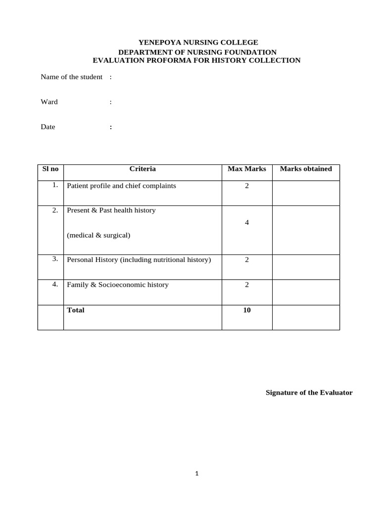 History Collection Evaluation Form | PDF