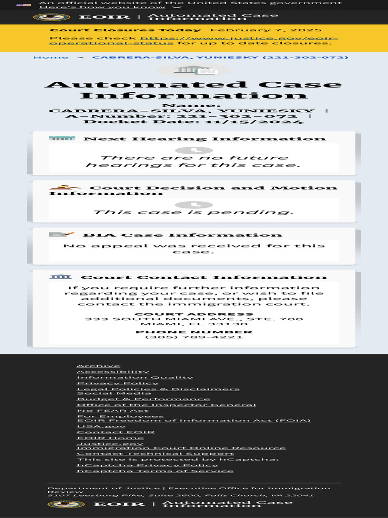 Automated Case Information | PDF | United States Federal Executive ...