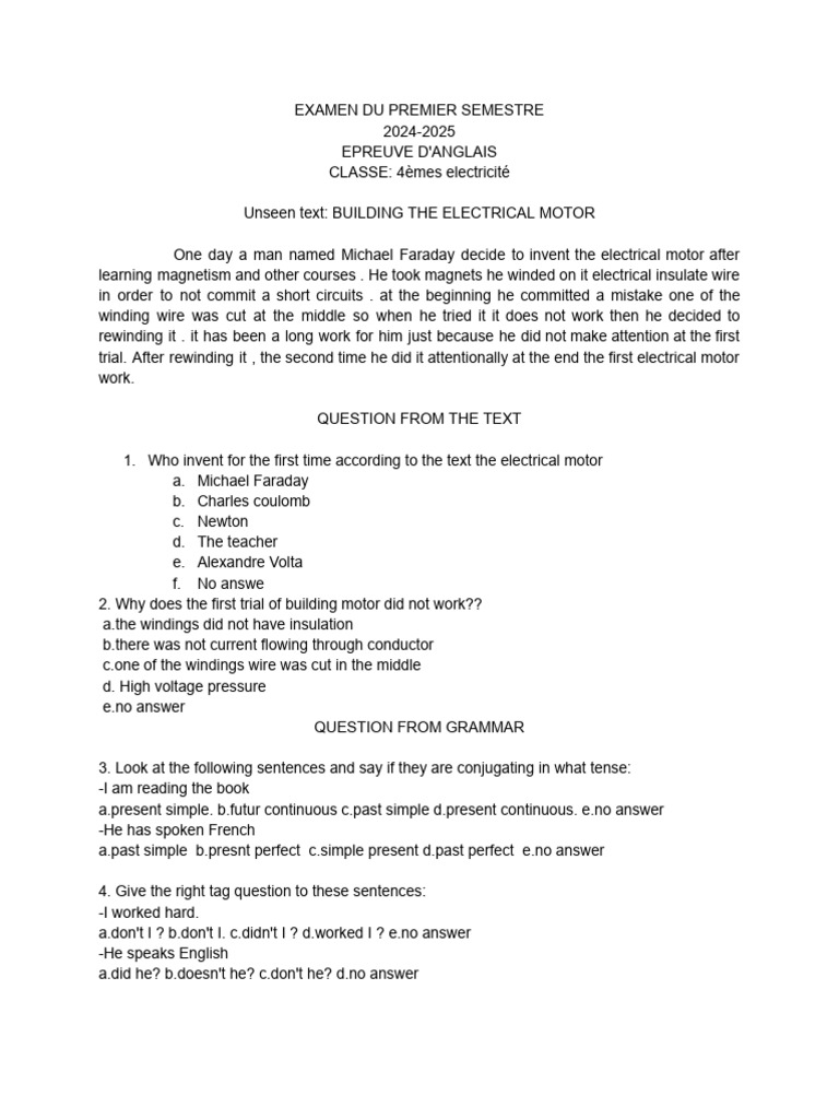 Examen 4e Elec | PDF