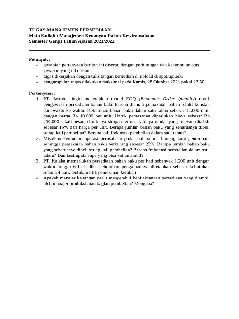 EOQ dan Manajemen Persediaan | PDF
