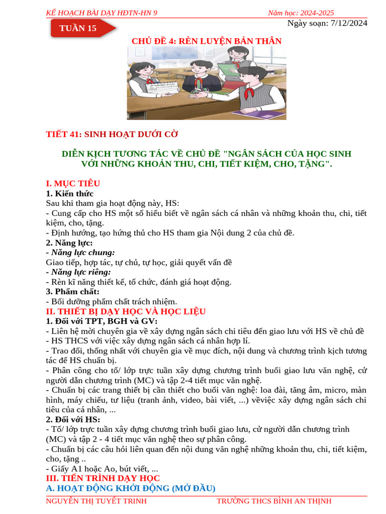 HĐTN 9-Tuan 15 | PDF