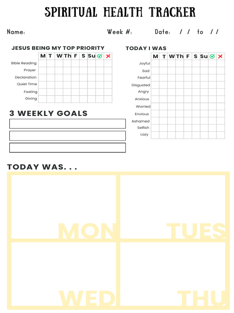 Spiritual Health Tracker Template | PDF