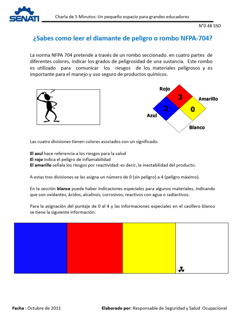 ¿Sabes Cómo Leer El Diamante de Peligro o Rombo Nfpa-704. | PDF ...