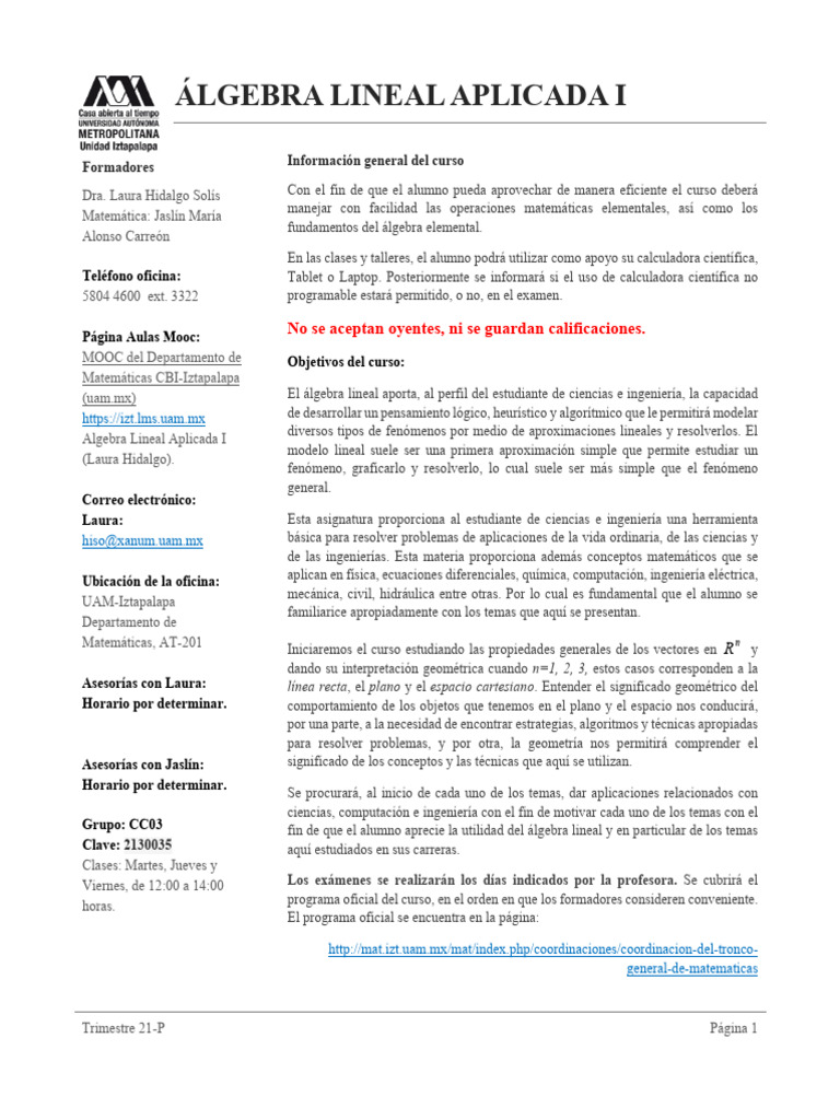 CC 03-Álgebra Lineal Aplicada I-Tg-39 | PDF