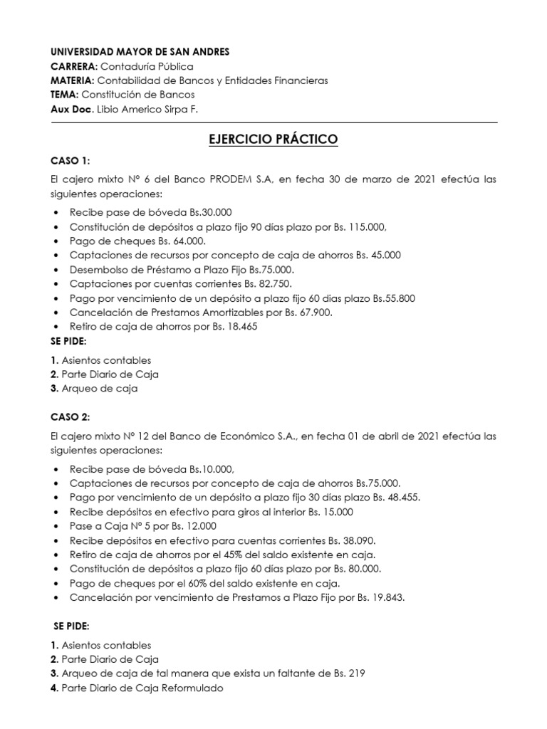 Disponibilidades Practica Enunciado | PDF