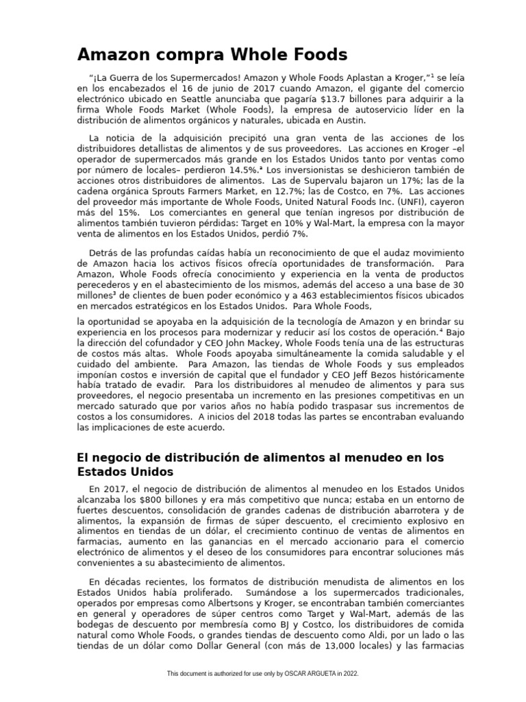 Caso Amazon | PDF | Supermercado | Alimentos