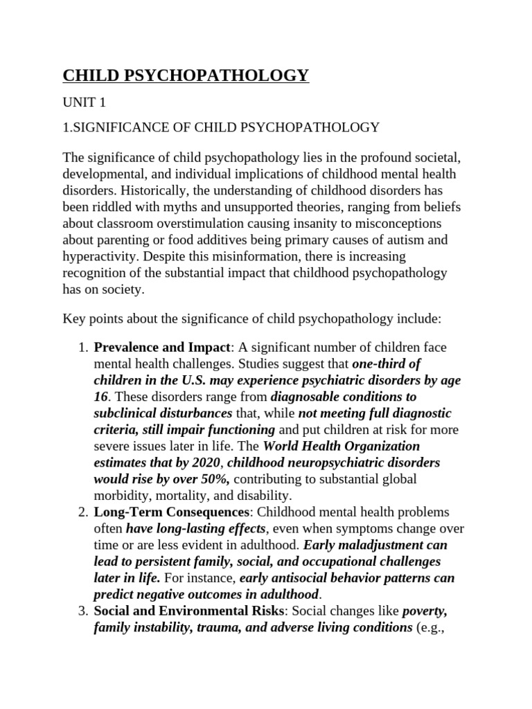 CHILD PSYCHOPATHOLOGY | PDF | Mental Disorder | Psychopathology