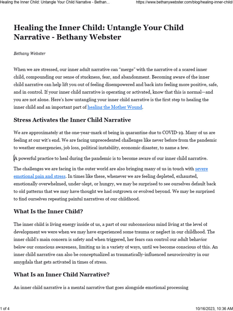 Healing The Inner Child - Untangle Your Child Narrative | PDF ...
