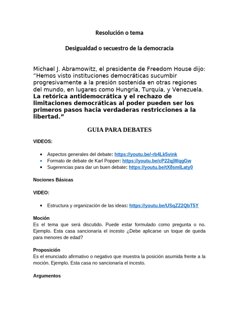 Guia para Debates | PDF | Argumento | Violación