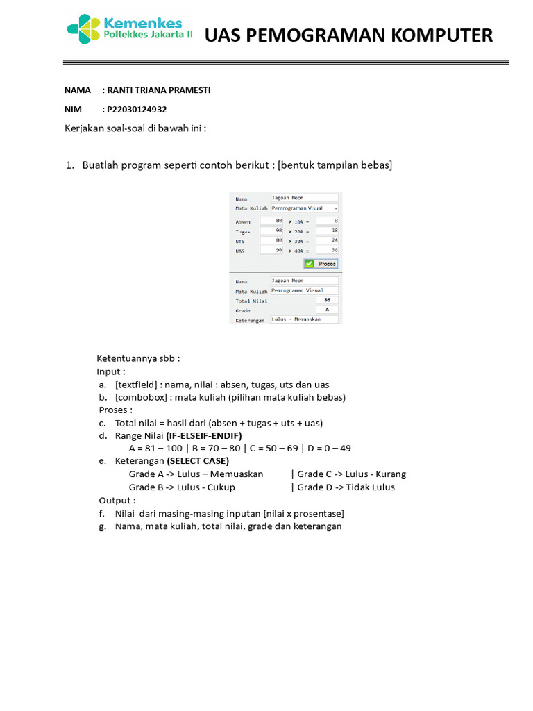 UAS PEMROGRAMAN KOMPUTER RANTI GUI | PDF | Software Engineering | Computer Science