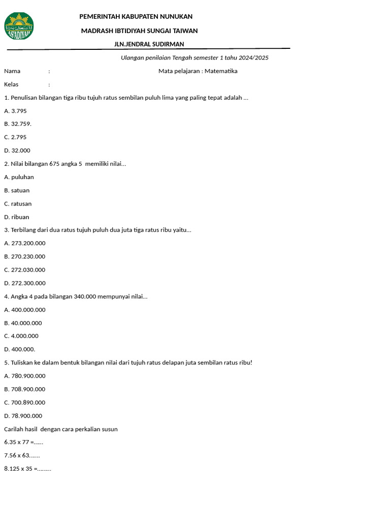 Soal Wirda Kumer | PDF