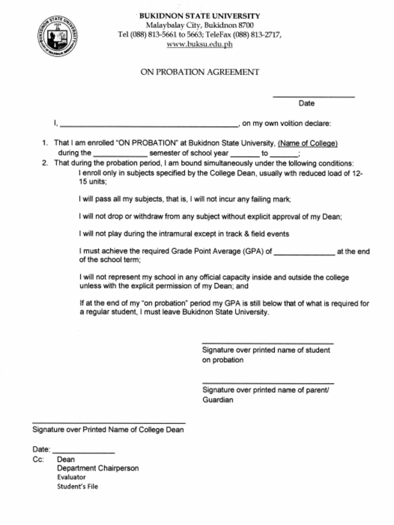 On Probation Form | PDF