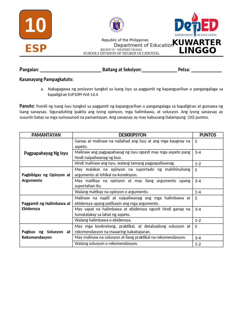 Elk Esp10 Q4 WK4 | PDF