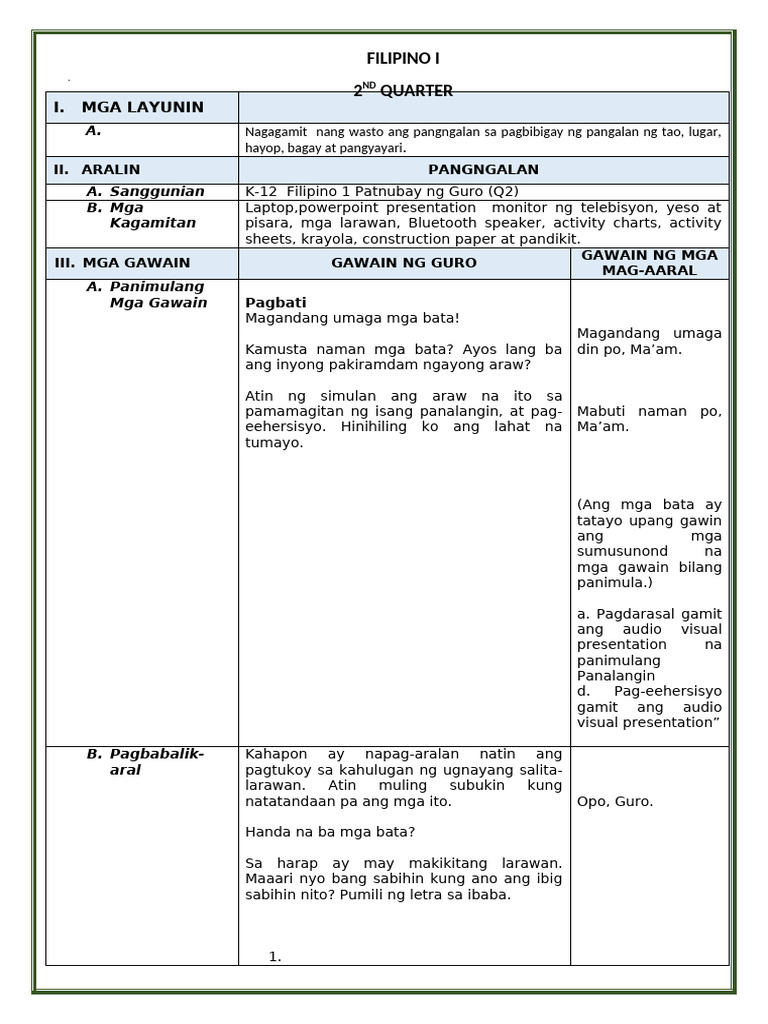 Pangngalan DLP - Filipino | PDF