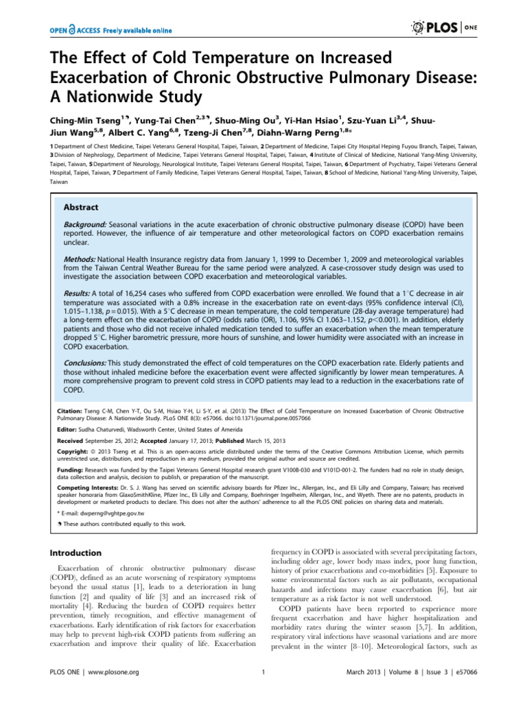 The Effect of Cold Temperature on Increased Exacerbation of COPD | PDF ...