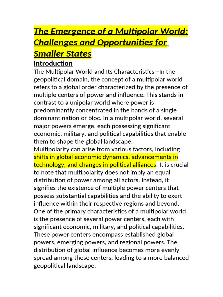 Challenges of a Multipolar World | PDF | Polarity (International ...