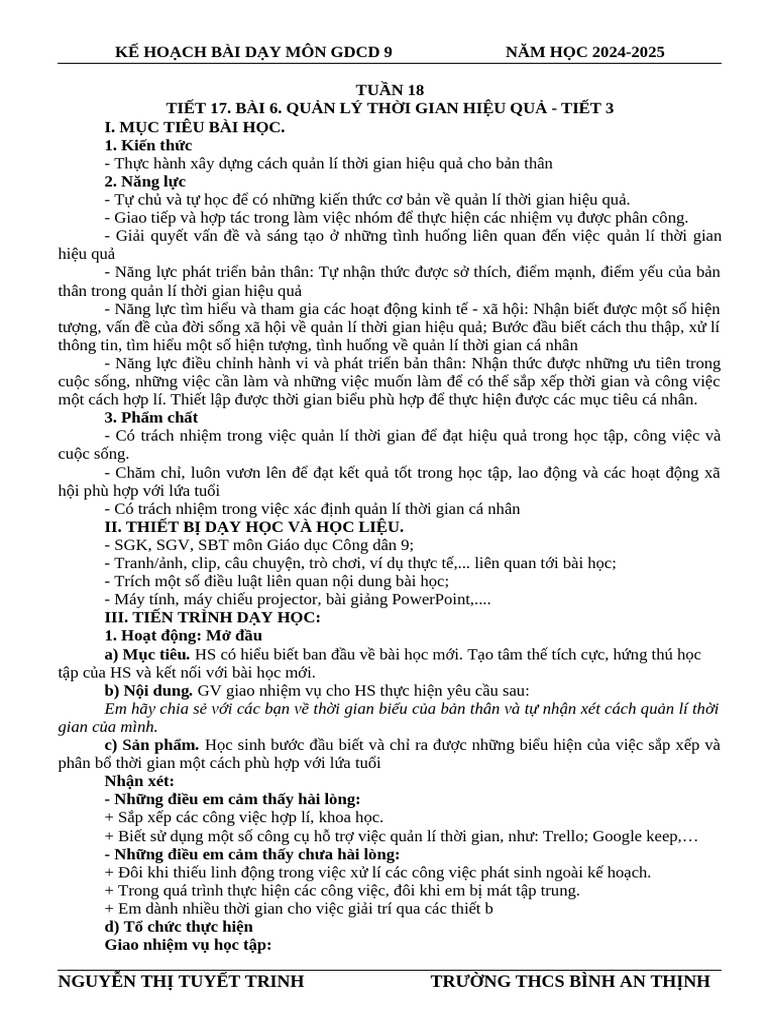 GDCD 9 TUẦN 18 | PDF