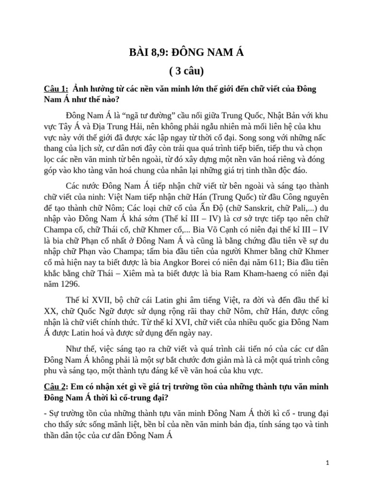 K 10 - KTGK - Bài 8,9 | PDF