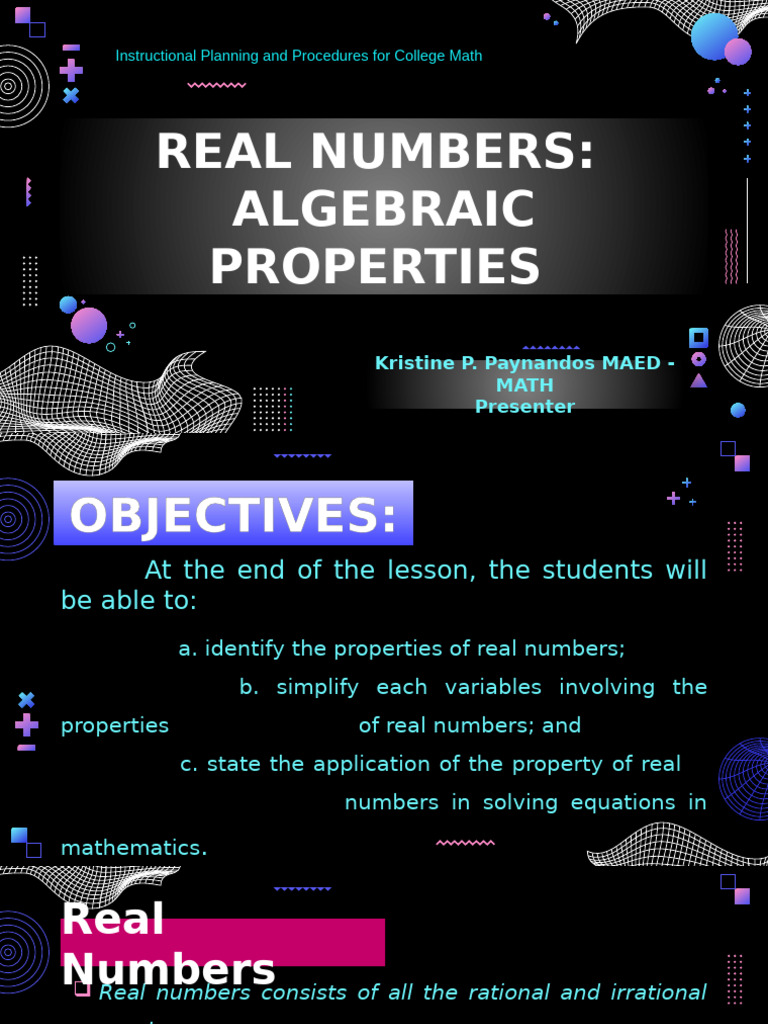 Algebraic Properties of Real Numbers | PDF | Numbers | Multiplication