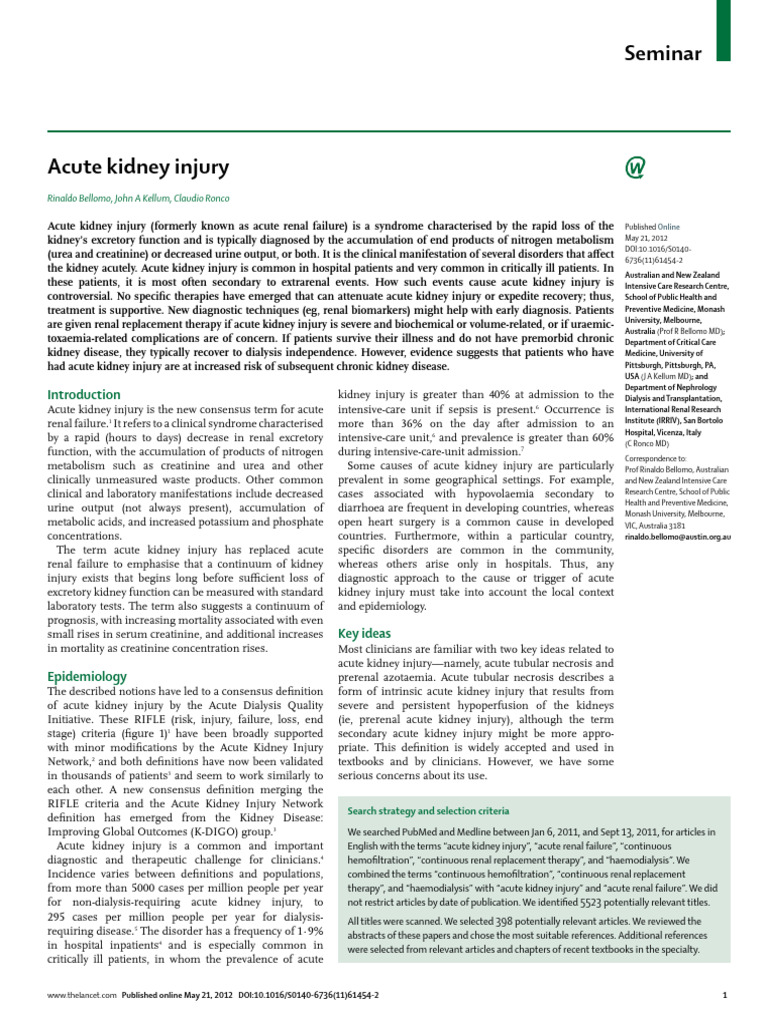 Understanding Acute Kidney Injury | PDF | Kidney | Creatinine