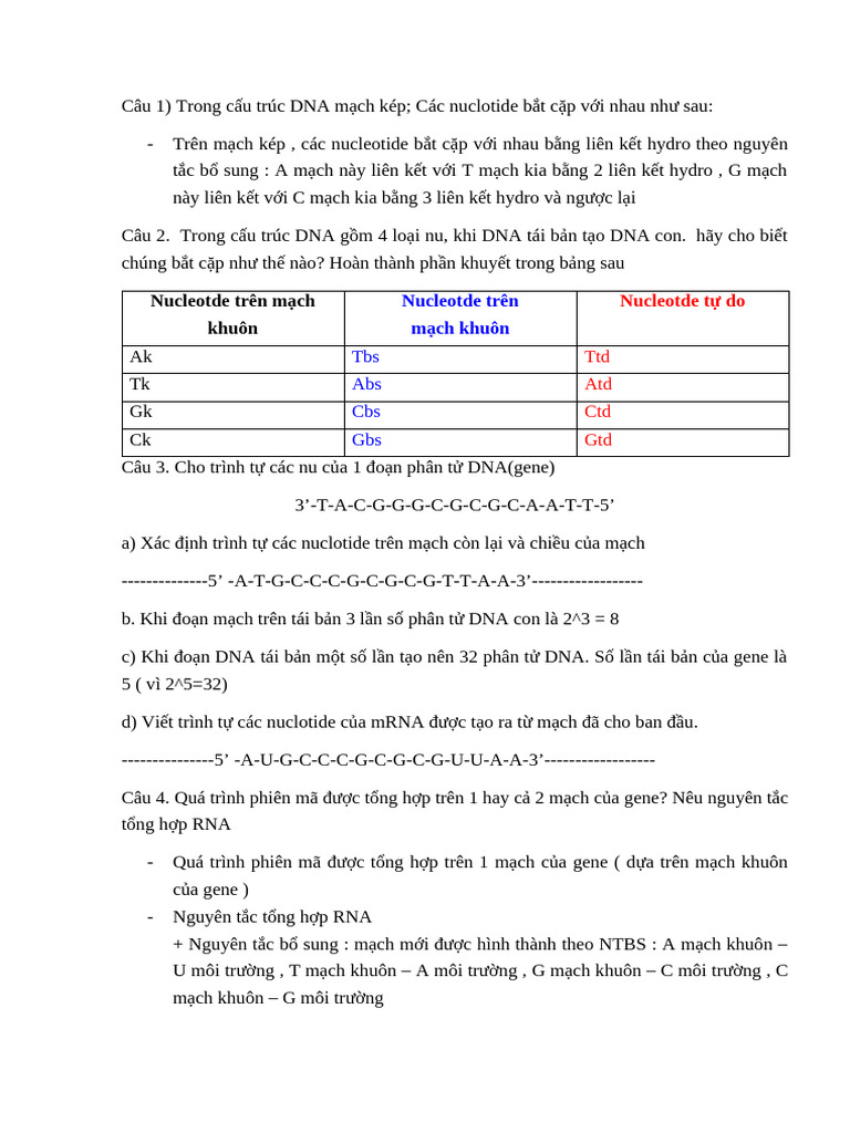 Đề cương sinh học 9 GKI | PDF