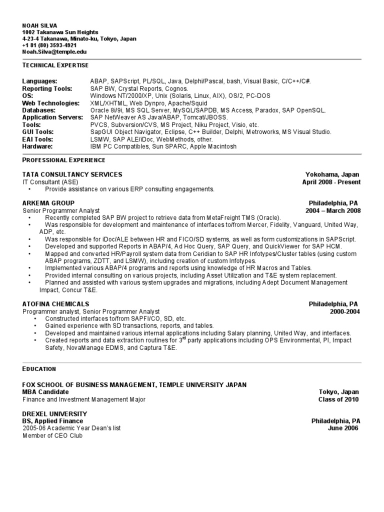 Noah SILVA Resume (English) Revision 3 | PDF | Oracle Database ...