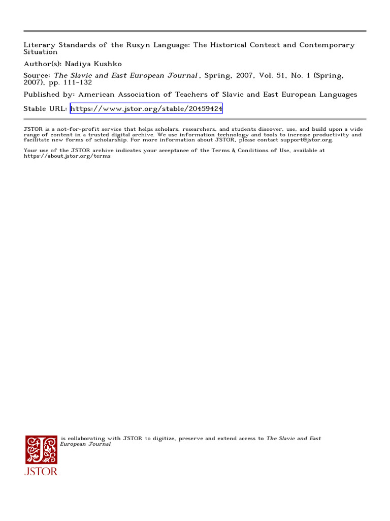 Literary Standards of The Rusyn Language - Nadiya Kushko | PDF ...