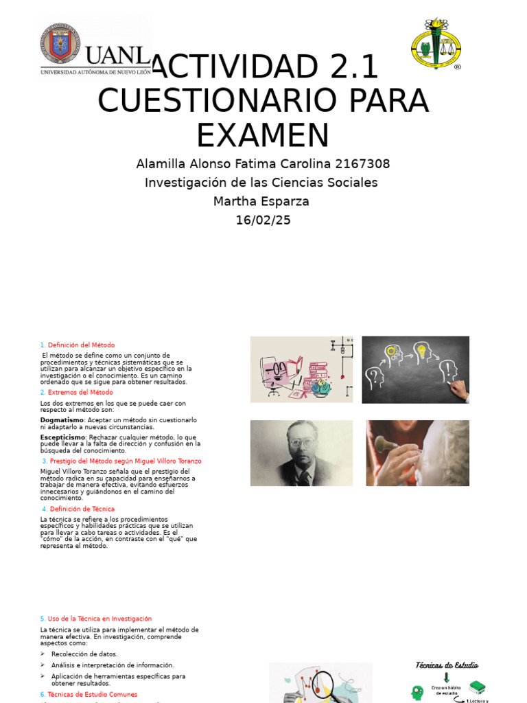 Actividad 2.1 Cuestionario para Examen | PDF | Conocimiento | Razón