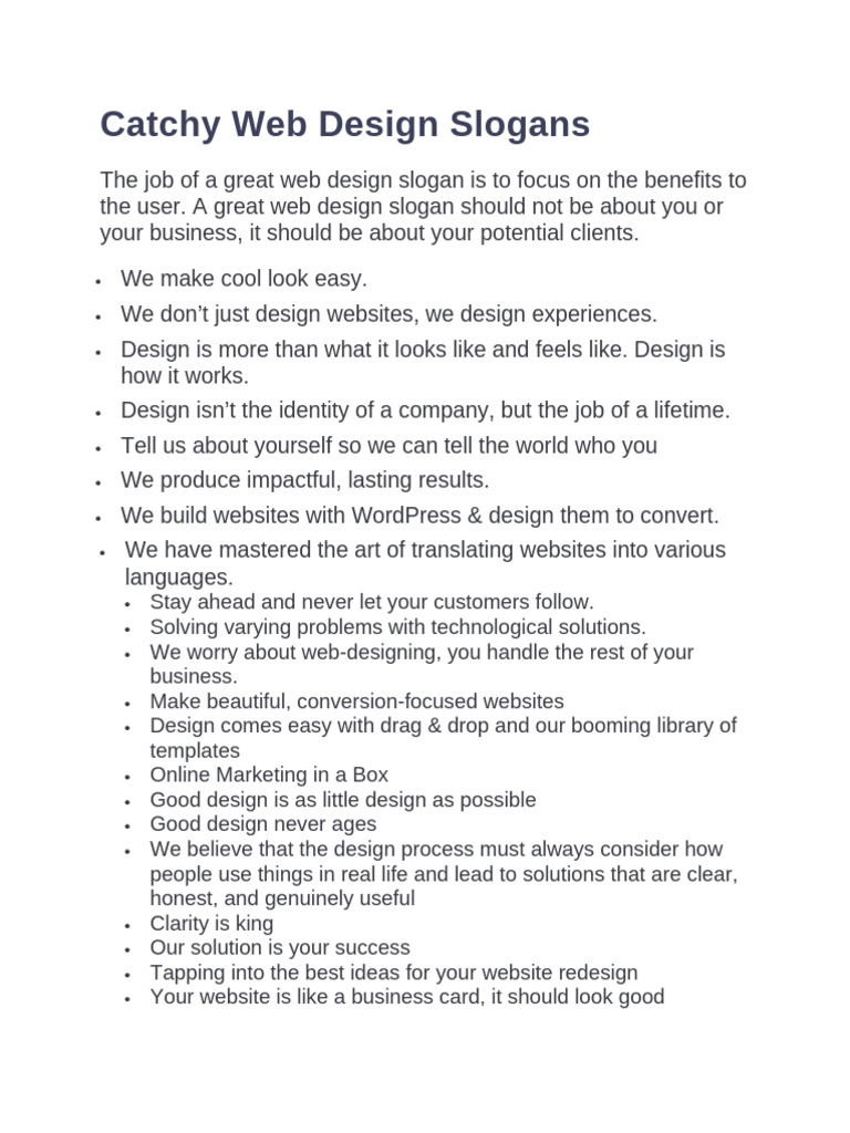 Catchy Web Design Slogans | PDF | Web Design