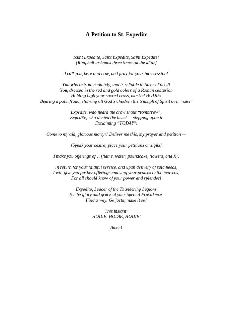 St. Expedite Prayer Petition Word Document | PDF