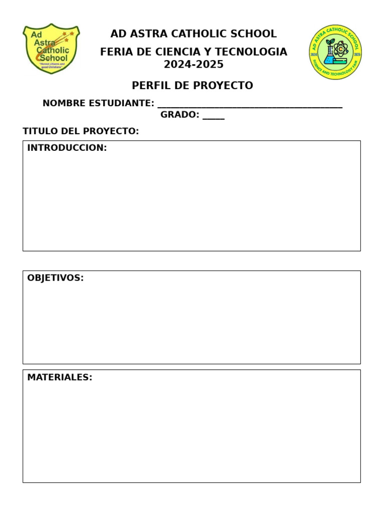 Formato Perfil de Proyecto y Ejemplo | PDF