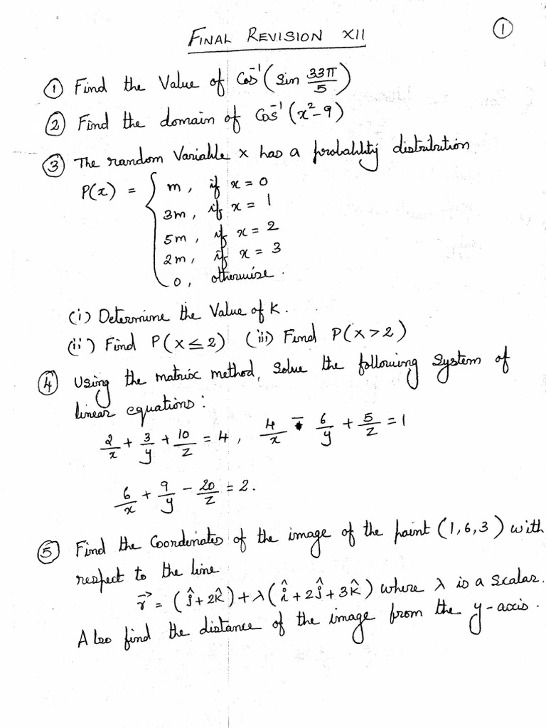 Maths Final Revision Sheet | PDF