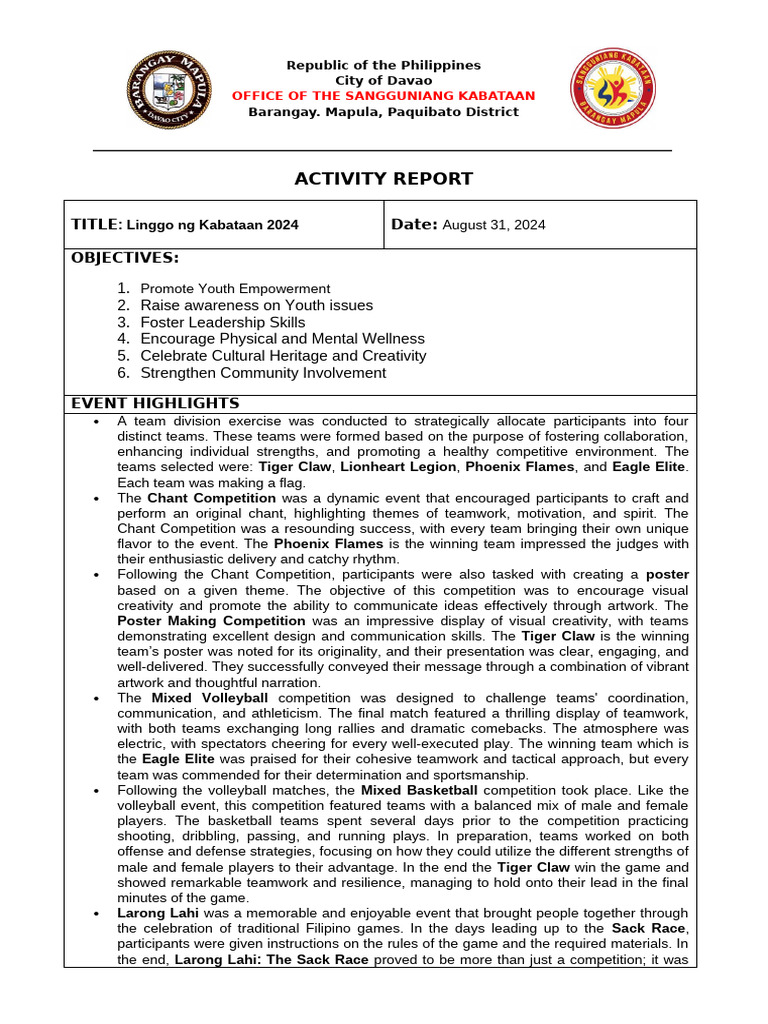 ACTIVITY REPORT LNK | PDF