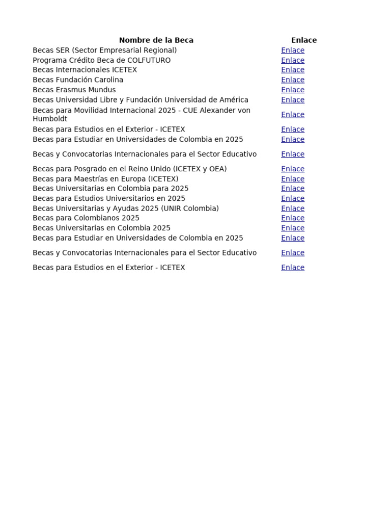 Becas Universitarias y Exteriores 2025 | PDF