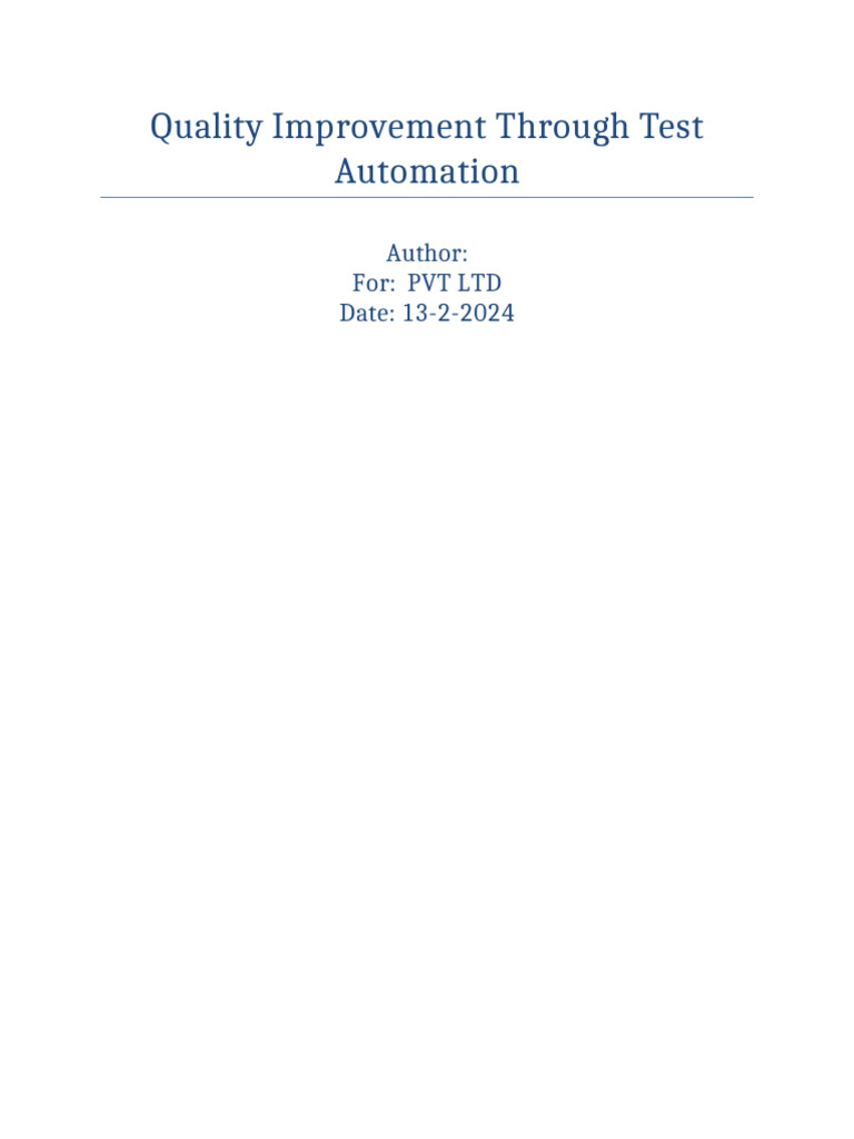 Enhanced Test Automation Proposal | PDF | Selenium (Software ...