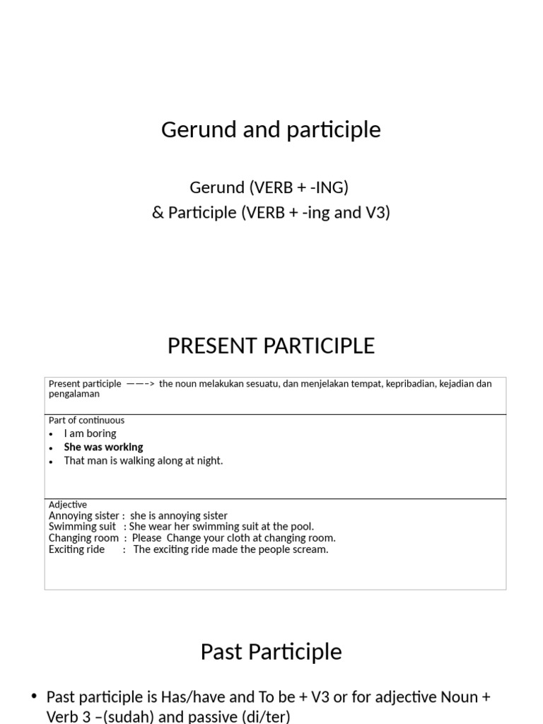Understanding Gerunds & Participles | PDF | Verb | Adjective