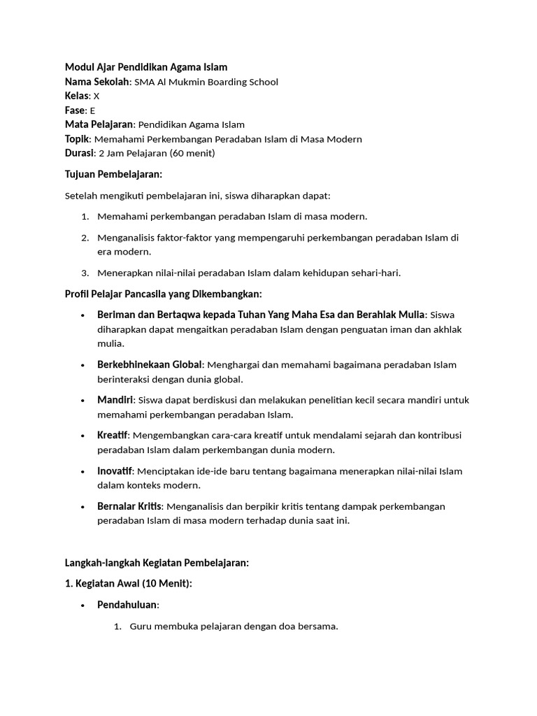 1.12 Memahami Perkembangan Peradaban Islam Di Masa Modern | PDF