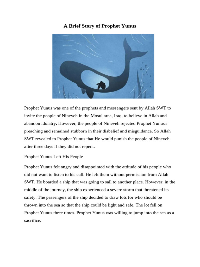 A Brief Story of Prophet Yunus | PDF | Jonah