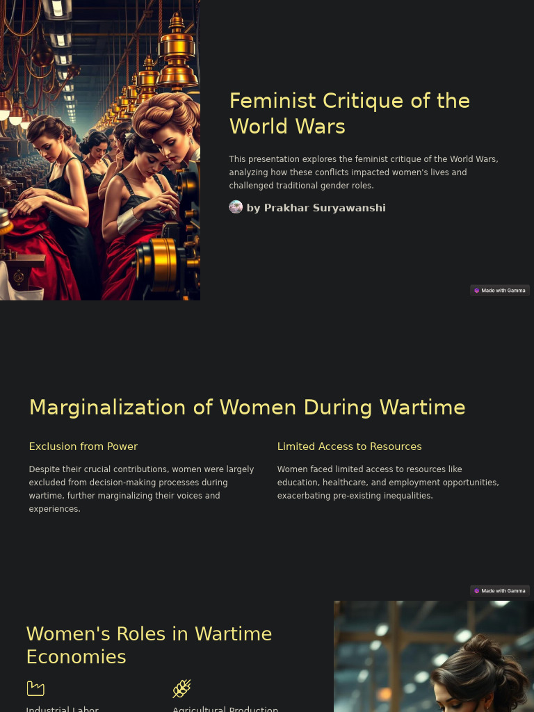 Feminist Critique of The World Wars | PDF | Woman | Gender Role