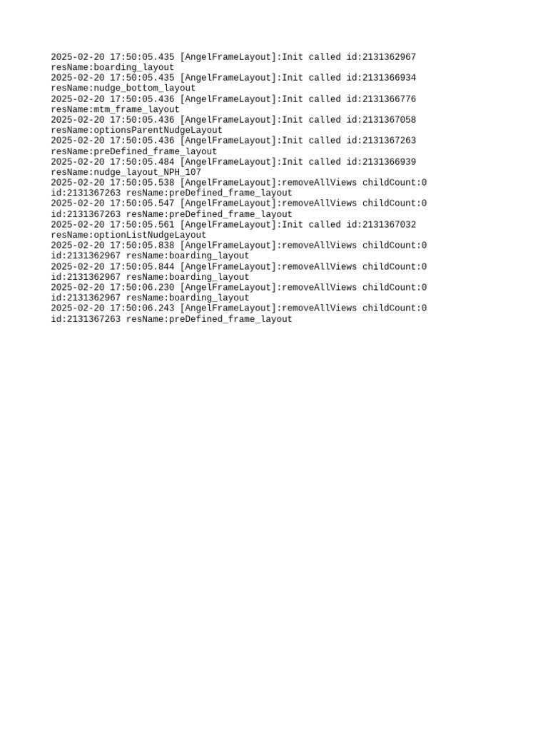 AngelFrameLayout Initialization Logs | PDF