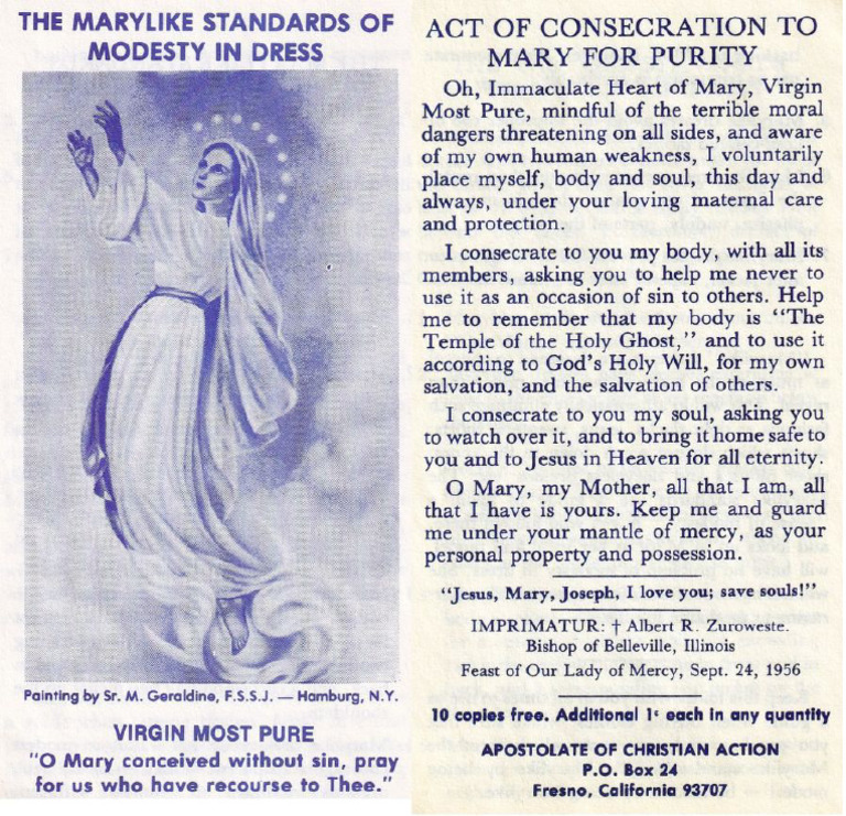 Prayer Act of consecration to Mary for purity | PDF