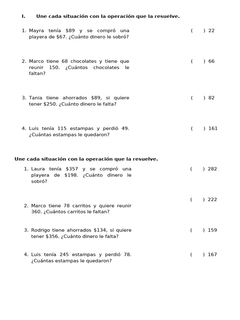 Problemas de Resta 2do | PDF