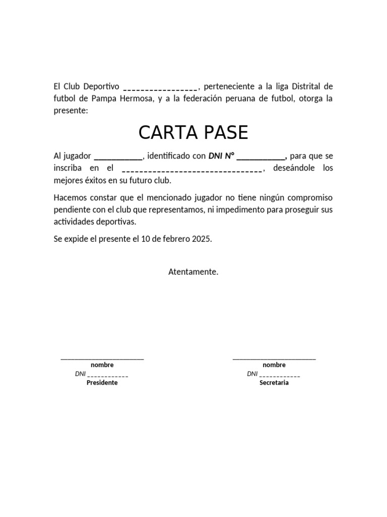 Carta Pase | PDF